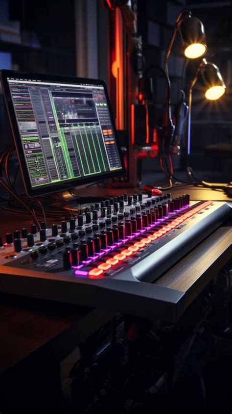 The Art Of Music Production MIDI Keyboard Headphones And Laptop Software Stock Illustration