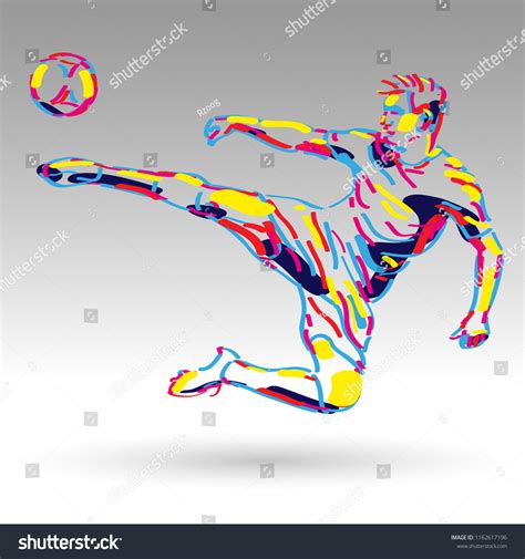 Soccer Player Colorful Drawing Vector Stock Vector Royalty Free