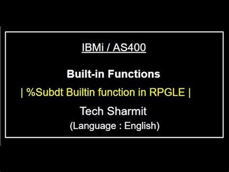 Subdt Built In Function In Rpgle Built In Functions In Rpgle As400