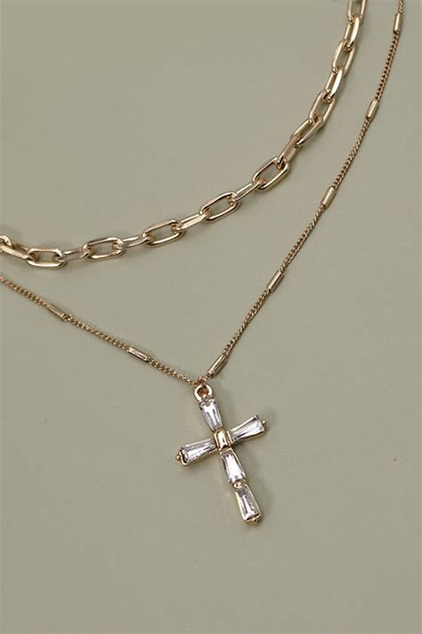 Layered Gold Cross Necklace Jonah Brown Boutique
