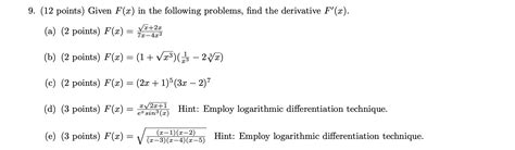 Solved 9 12 Points Given F X In The Following Problems Chegg Com