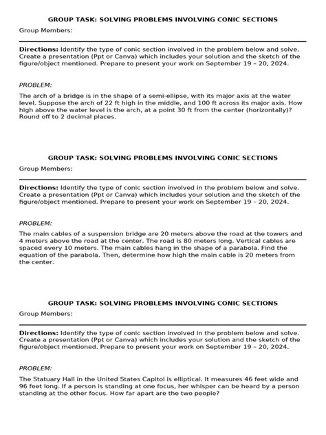 Group Task Conic Section Problems Pdf Ellipse Orbit