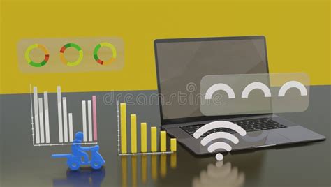 Computer And Dashboard For Data Business Analysis And Data Management System With Kpi Stock