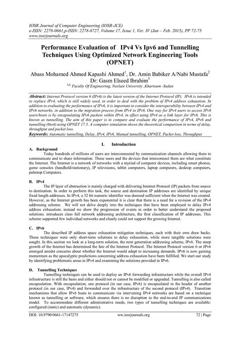 Performance Evaluation Of IPv4 Vs Ipv6 And Tunnelling Techniques Using Optimized Network