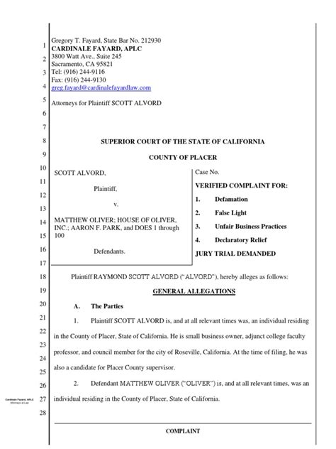 Defamation Complaint Pdf Defamation Complaint