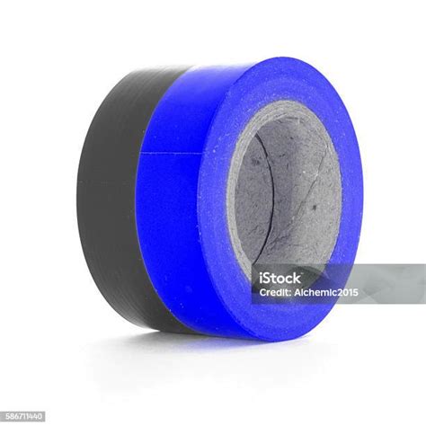 흰색 배경에 격리 된 검은 색 파란색 절연 테이프 코일 보호 고무에 대한 스톡 사진 및 기타 이미지 고무 기업 재무와 산업 끈적거리는 Istock