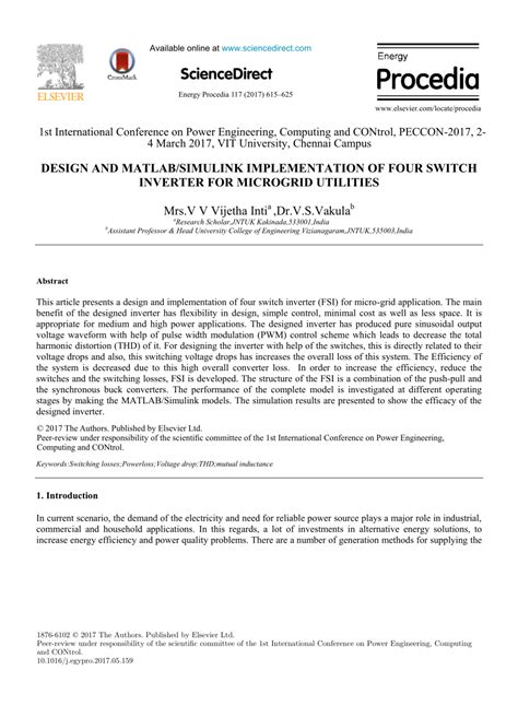 Pdf Design And Matlabsimulink Implementation Of Four Switch Inverter
