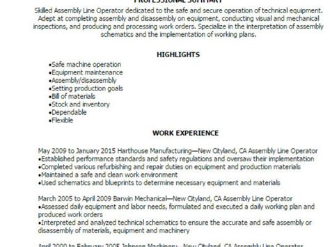 Sample Resume For Assembly Line Operator Assembly Line Operator Resume Template Best Design