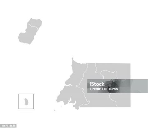 적도 기니의 단순화 된 관리지도의 벡터 격리 그림 지방 의 테두리 회색 실루엣 흰색 윤곽선 적도 기니에 대한 스톡 벡터 아트 및 기타 이미지 Istock