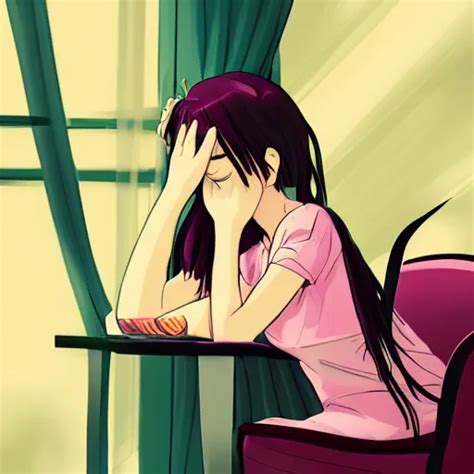 Anime Girl Sleeping On Desk