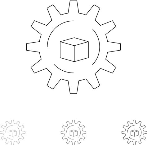 Automated Data Solution Science Bold And Thin Black Line Icon Set
