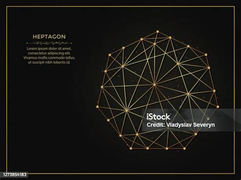 어두운 배경에 헵타곤 황금 추상 적 그림 선과 점으로 만든 기하학적 모양 다각형 템플릿 0명에 대한 스톡 벡터 아트 및 기타 이미지 0명 가리키기 각도 Istock