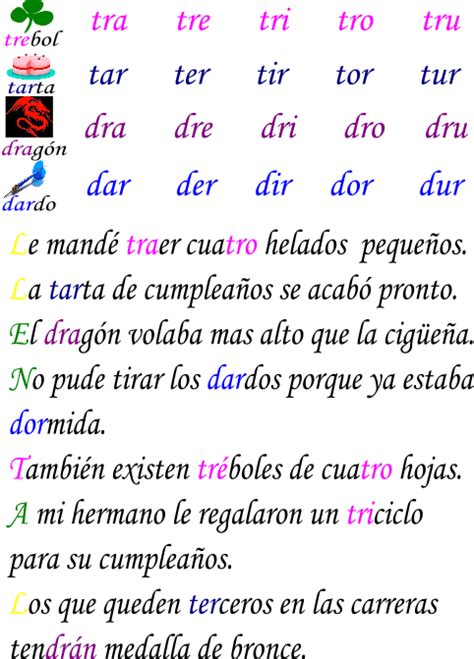 Spantexas Palabras Con Cr Fr Tr Br Pr Gr Dr Artofit