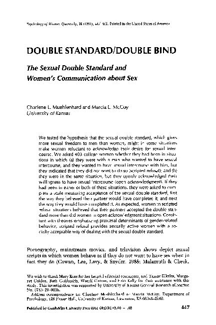 pdf double standard double bind the sexual double standard and women
