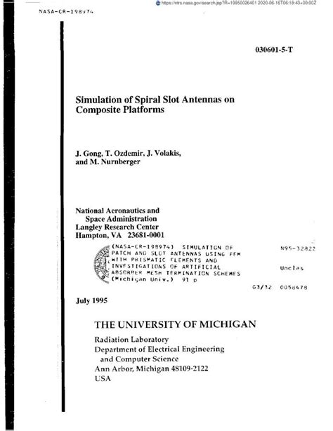 Pdf Simulation Of Spiral Slot Antennas On Composite