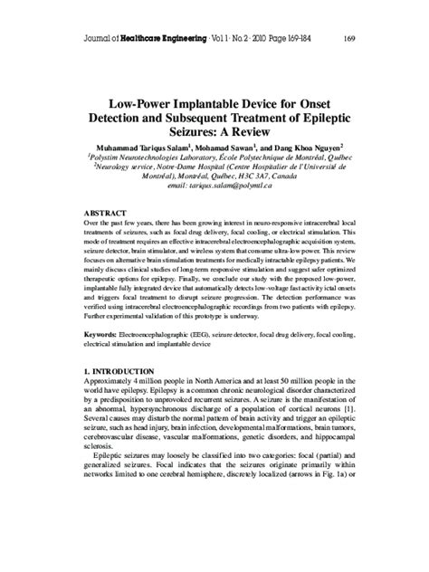 Pdf Low Power Implantable Device For Epilepsy Treat