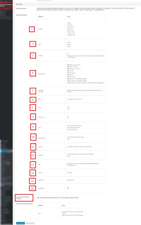 Shortcode Settings The Events Calendar Shortcode And Templates Pro