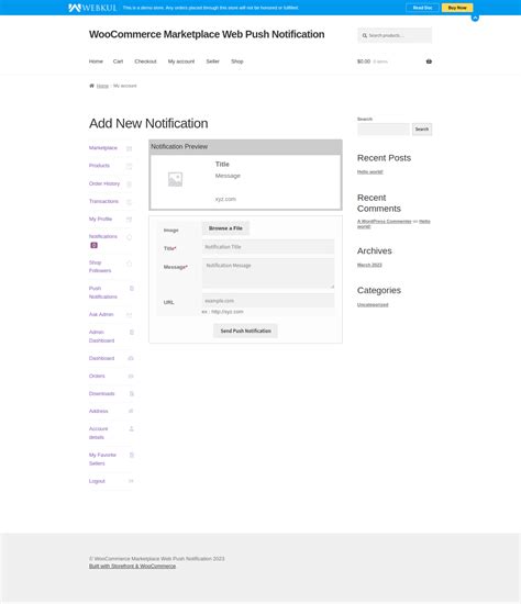 Woocommerce Marketplace Web Push Notification User Guide