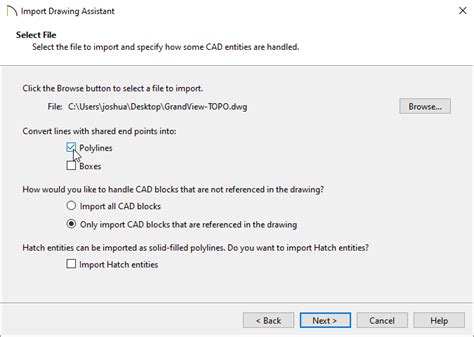 importing terrain elevation data from a dwg or dxf file