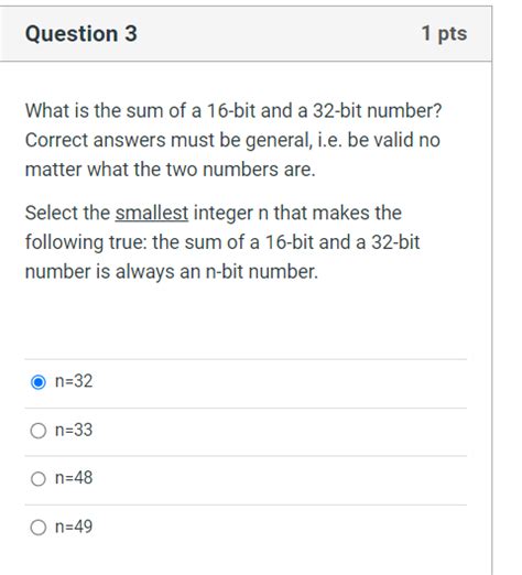 solved question 3what is the sum of a 16 bit and a 32 bit