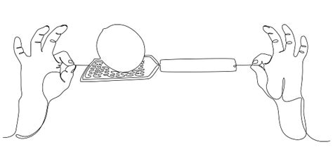 One Continuous Line Of Two Hand Holding A String With Lemon And Grater Thin Line Illustration