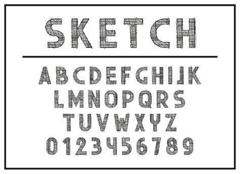 스케치 글꼴 및 Abc 문자는 타이포그래피 벡터 일러스트레이션을 인쇄합니다 복고형 글꼴 빈티지 알파벳입니다 글꼴 영어 소문자 프리미엄 벡터