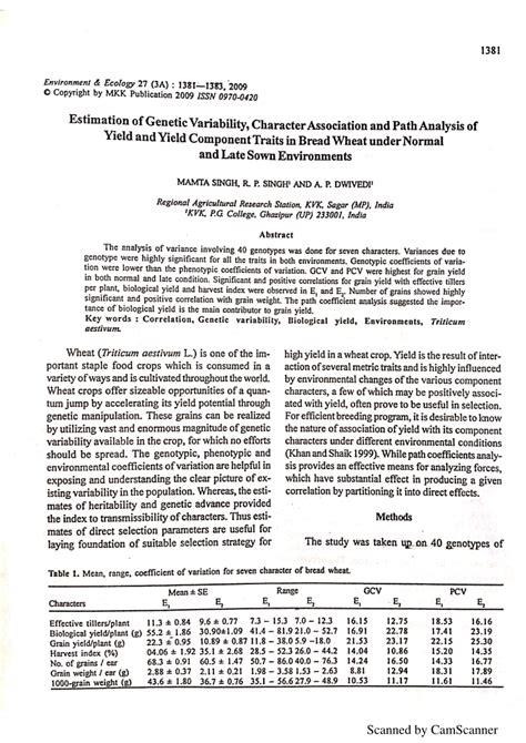 Pdf Estimation Of Genetic Variability Character Association And Path Analysis Of Yield And