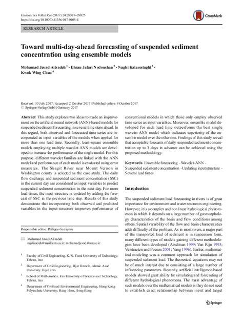 pdf toward multi day ahead forecasting of suspended sediment