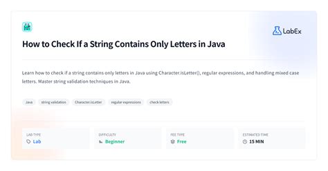 How To Check If A String Contains Only Letters In Java Labex