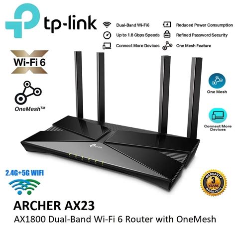 TP Link Onemesh Archer AX23 AX1800 Dual Band Wireless AX WiFi 6 Router For UniFi Maxis Time