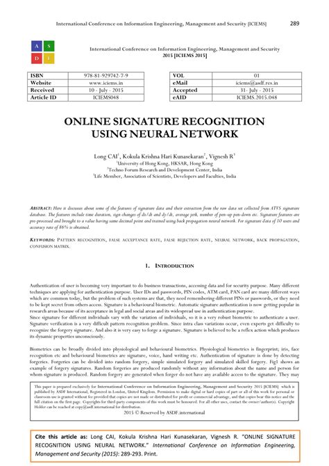 Pdf Online Signature Recognition Using Neural Network