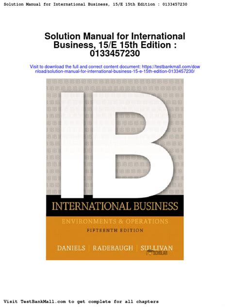 Full Solution Manual For International Business 15 E 15th Edition 0133457230 Pdf Docx Full