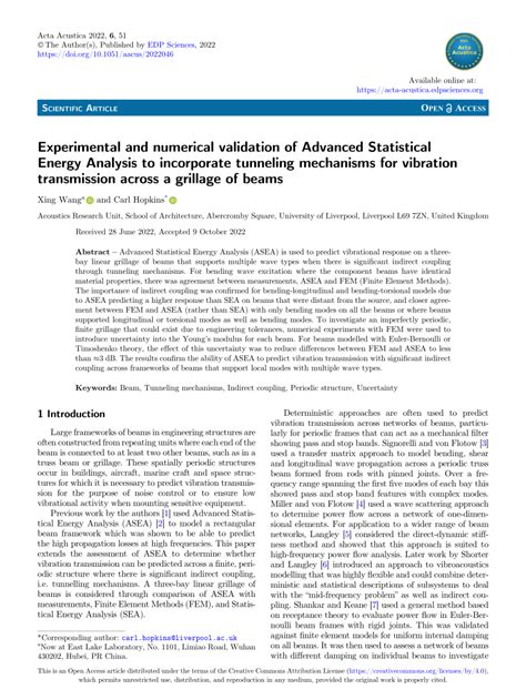 Pdf Experimental And Numerical Validation Of Advanced Statistical Energy Analysis To
