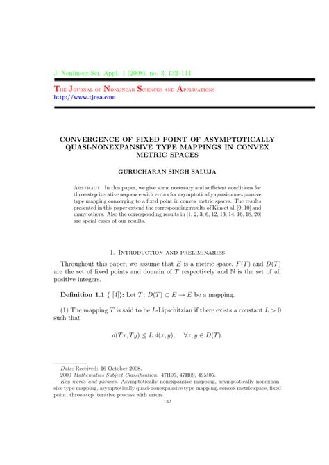 PDF Convergence Of Fixed Point Of Asymptotically Quasi Nonexpansive Type Mappings In Convex