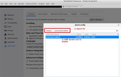 mail thunderbird disable javascript dwaves de