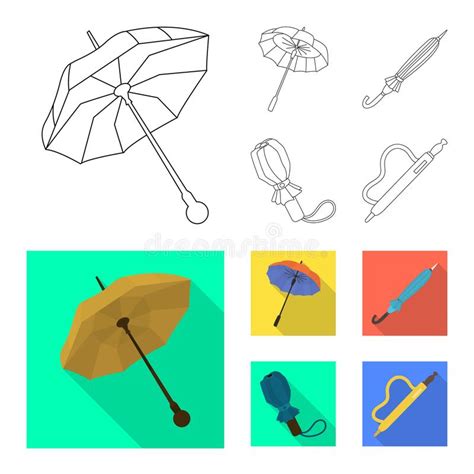 Isolated Object Of Protection And Closed Sign Set Of Protection And Rainy Stock Symbol For Web