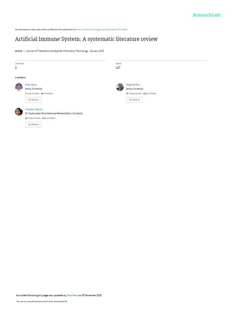 Artificial Immune System A Systematic Pdf Adaptive Immune System Antigen