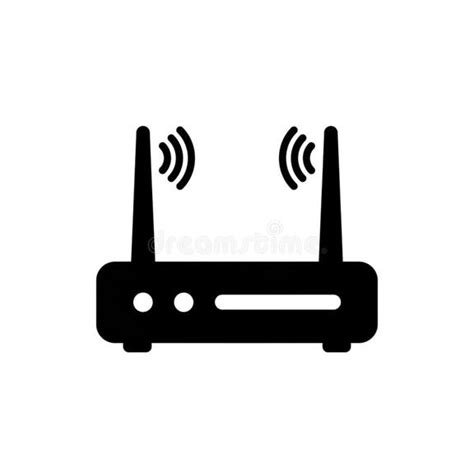 Silhouette Of A Wireless Router With Two Antennas And Wave Symbols
