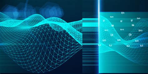 물결 모양 그리드 인공 지능의 추상 기술 시각화 양자 가상 암호화 블록 체인 분석 알고리즘 은 데이터를 제공합니다 빅 데이터 인공지능에 대한 스톡 벡터 아트 및 기타 이미지