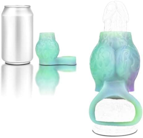 Silicone Penis Sleeve Cock Ring Blue Green Purple Glow In
