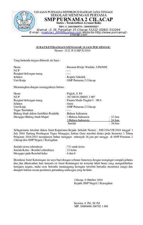 Detail Contoh Surat Keterangan Mengajar Dari Kepala Sekolah Koleksi