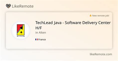 📩 Techlead Java Software Delivery Center Hf At 🏢 Alten 📍remote Job
