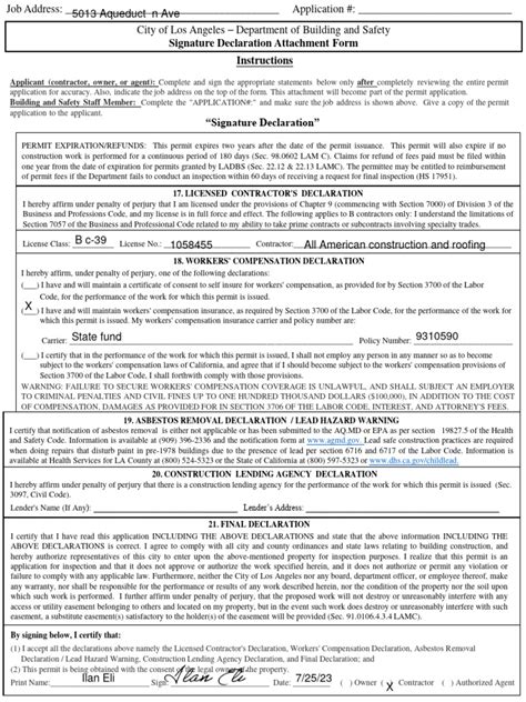 Signature Declaration Pdf Workers Compensation Labour Law