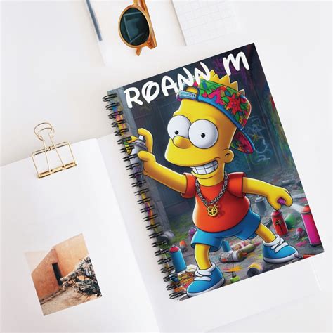 Bart Simpson Mischievous Spray Paint Spiral Notebook Personalized