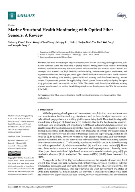 Pdf Marine Structural Health Monitoring With Optical Fiber Sensors A Review