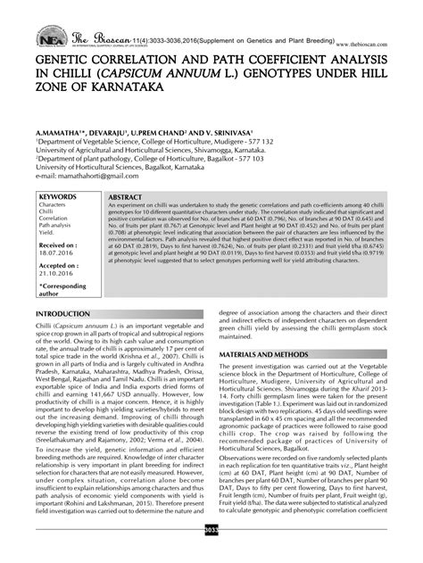 Pdf Genetic Correlation And Path Coefficient Analysis In Chilli