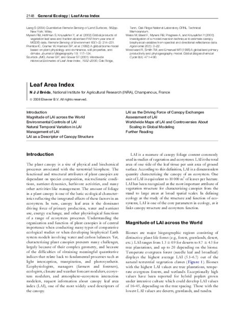 Pdf Leaf Area Index