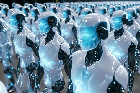 Premium Ai Image Close Up On Army Of Ai Robots
