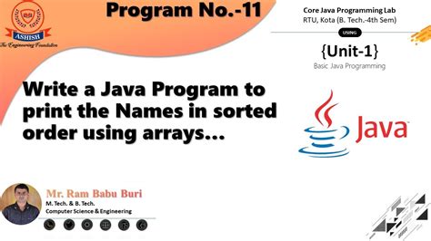program 11 write a java program to print the names in sorted order