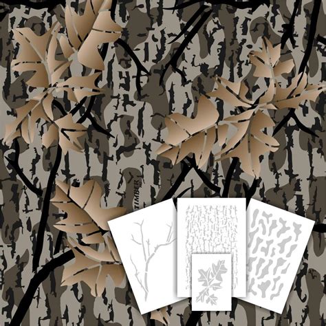 Redleg Camo 3 Piece Duck Grass Camo Stencil Kit Fall Woods